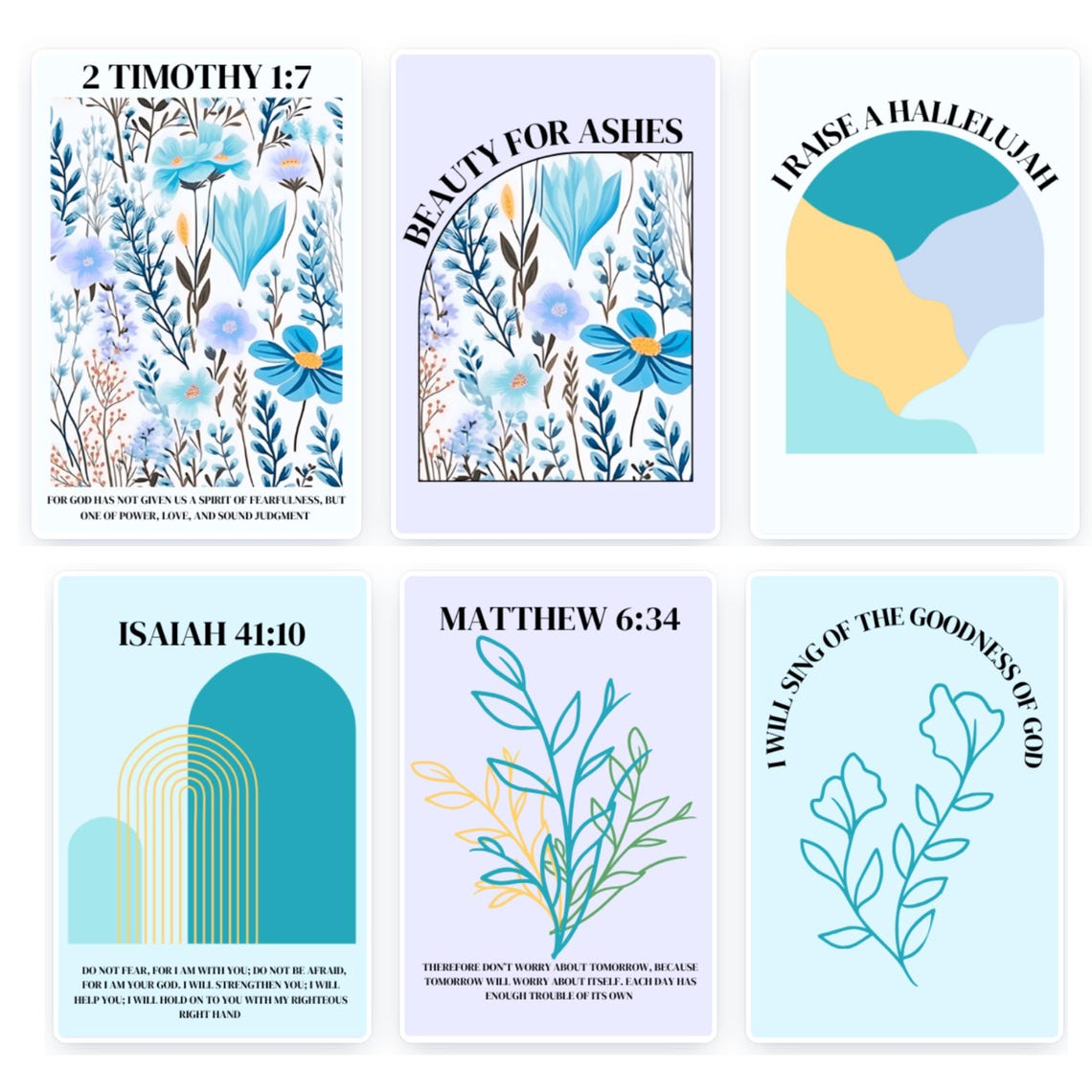 Vintage Boho Floral Chic Blue Christian Artwork Print Digital Download ...