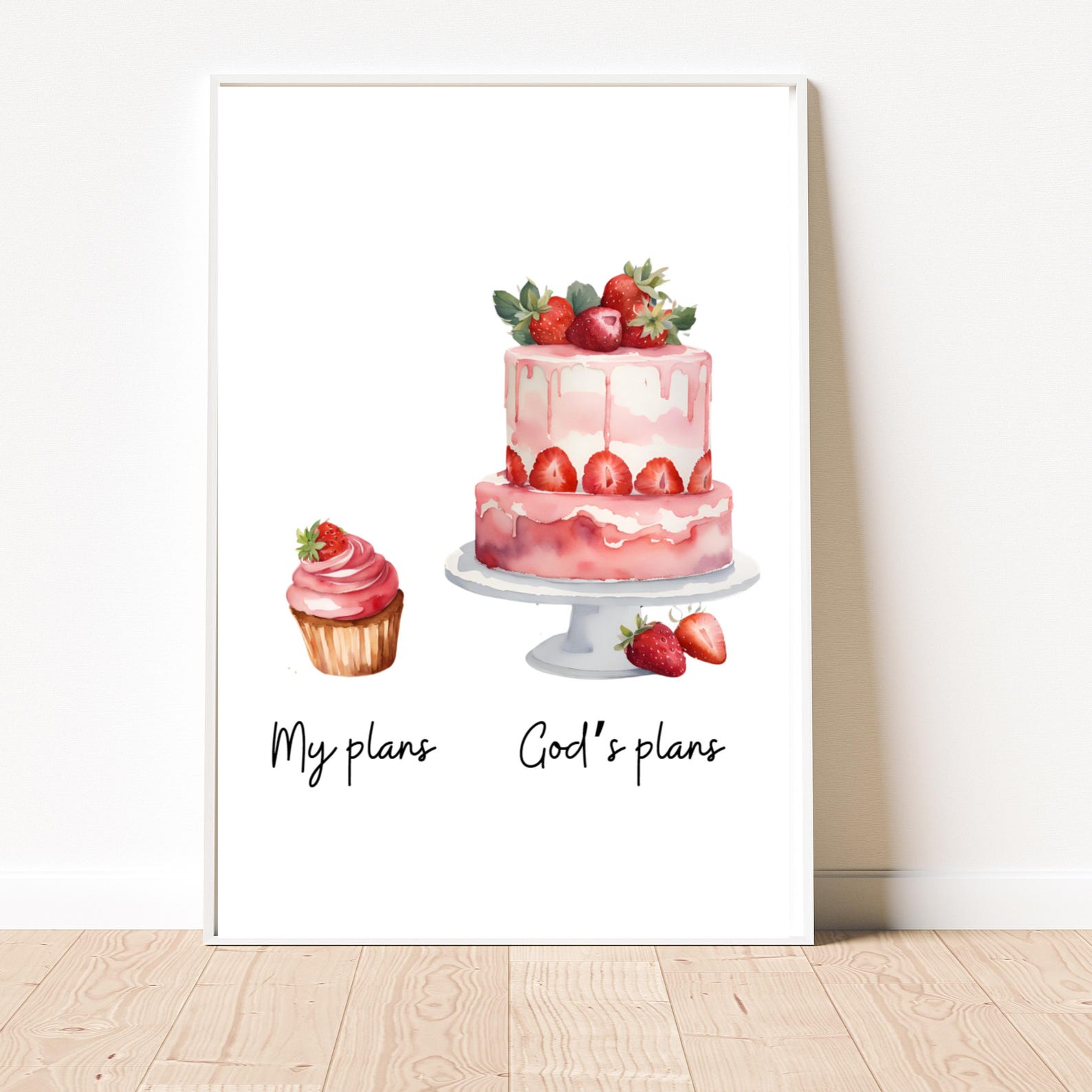 My Plans Vs God's Plans Pastel Bakery Dessert Christian Girls Wall Art ...