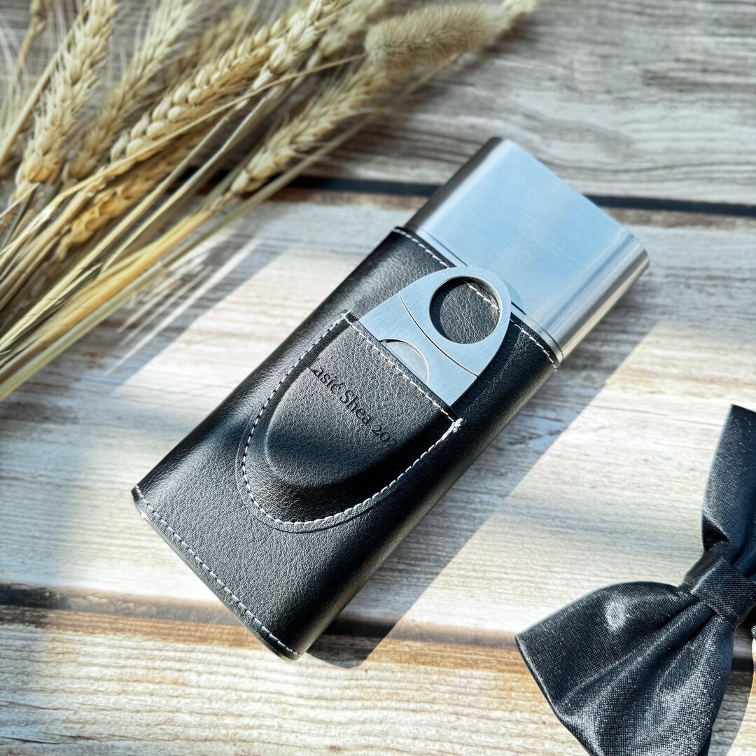 Customized Cigar Box, Cigar Holder With Cigar Cutter, Groom's Cigar Box ...