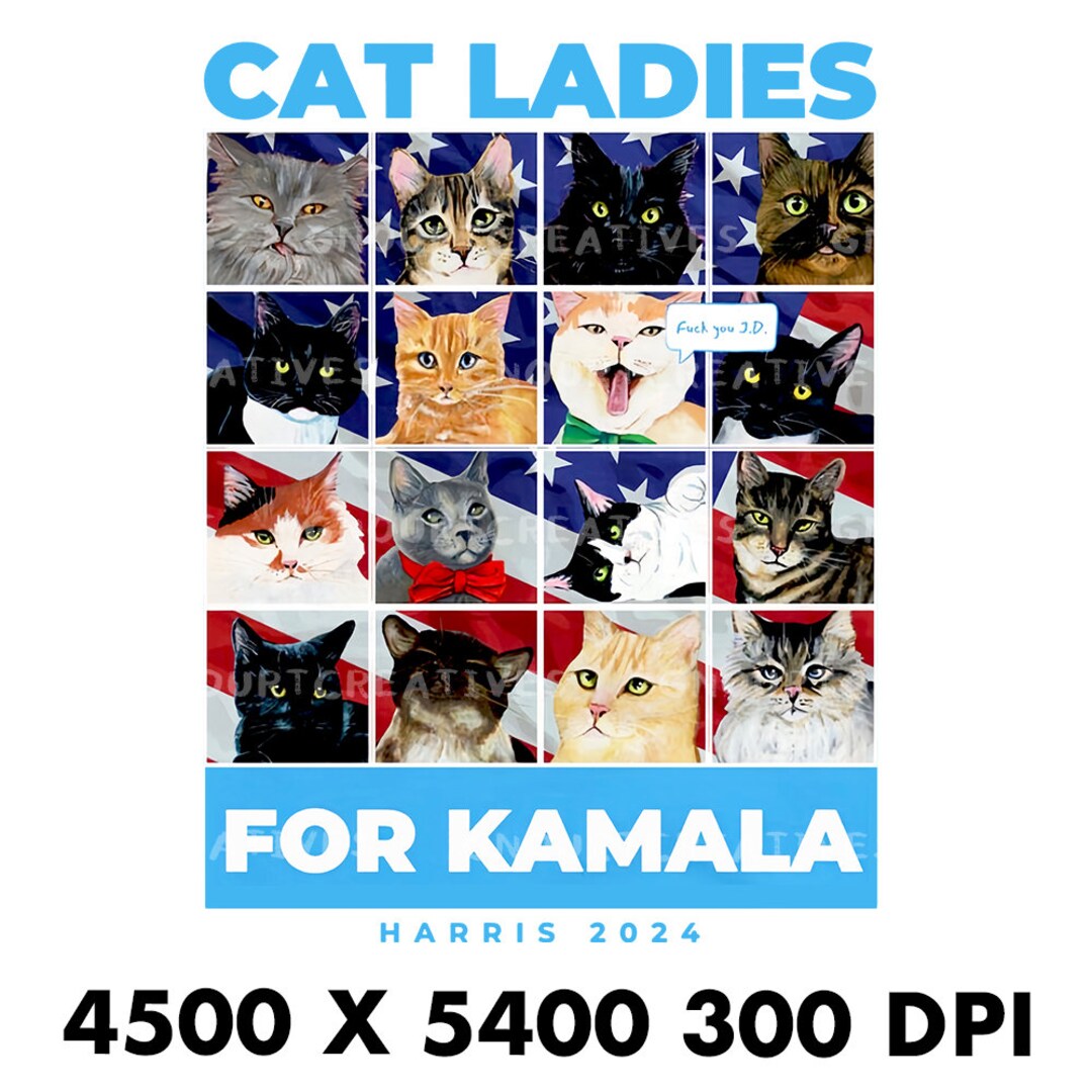 Cat Lady for Harris Png, Kamala Rally Png, Harris 2024 Png, Mama ...