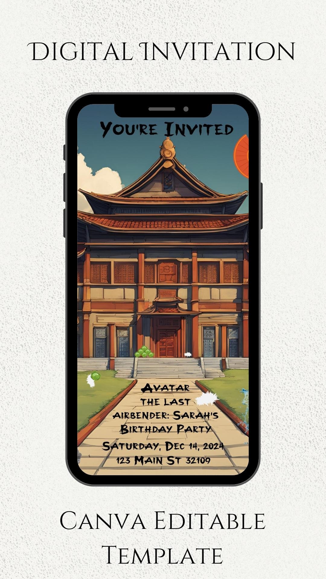 Avatar the Last Airbender Academy Themed Birthday Invitation Editable ...