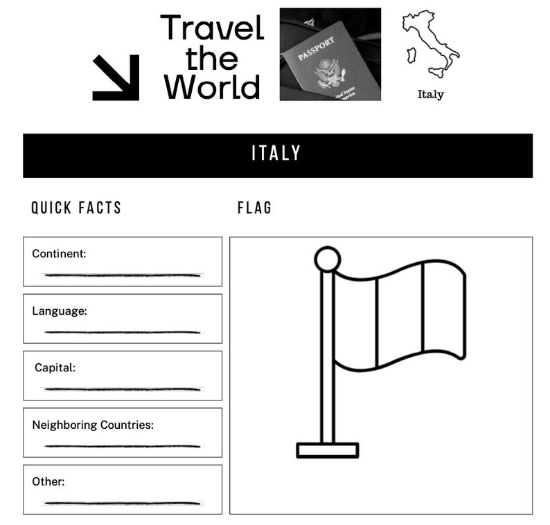 All About Italy: Basic Info, Landmarks, Quiz, Passport Cutout - Etsy