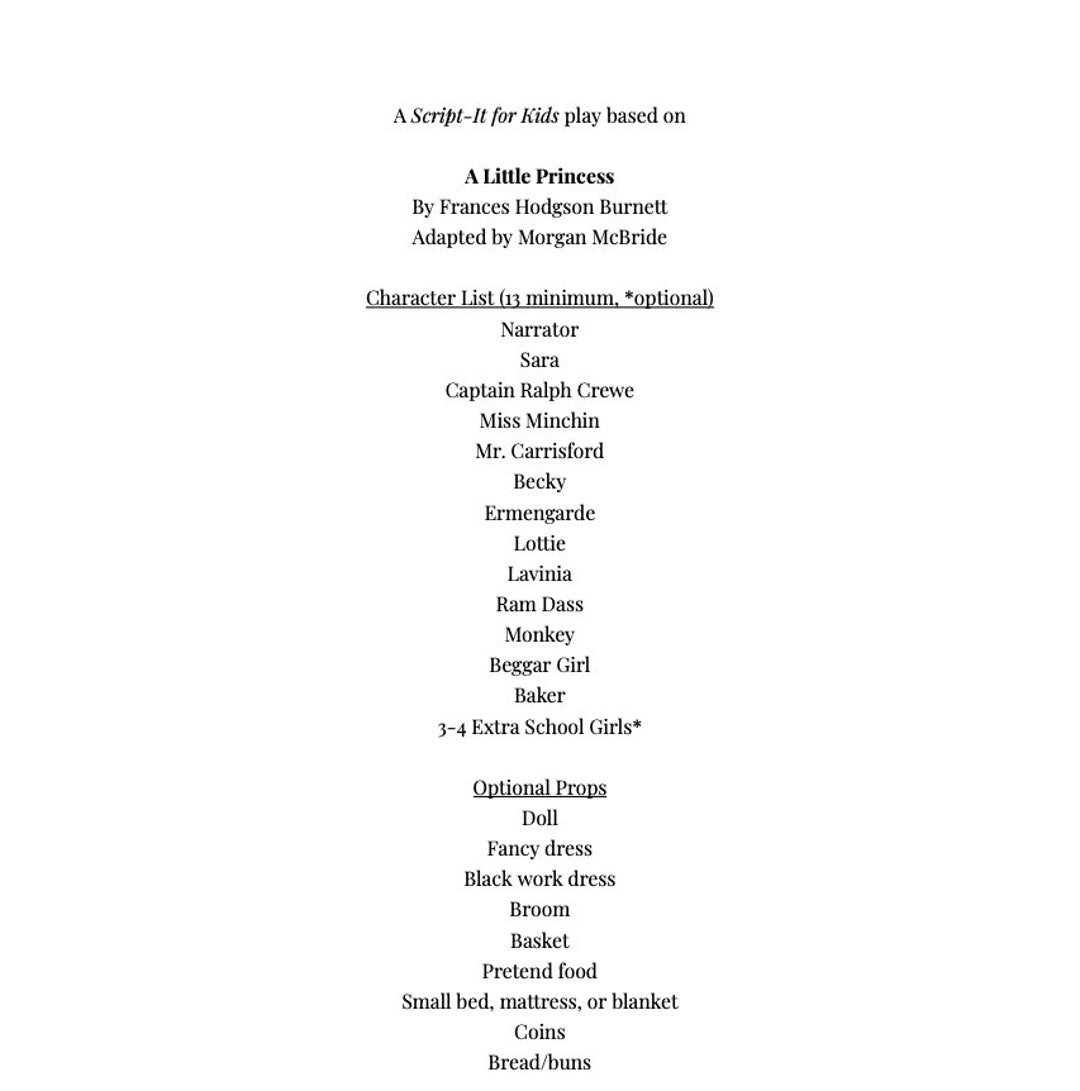 Script-it for Kids: A Little Princess Play - Etsy