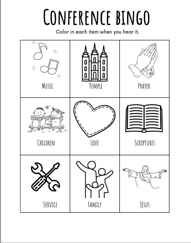 LDS General Conference Activity Packet for Kids and FHE Activity ...