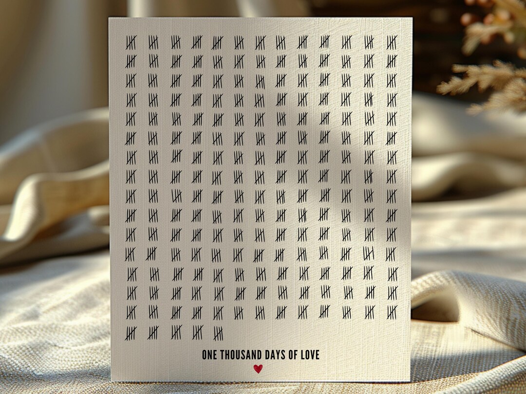 1000 Days Anniversary Card, Thousand Days of Love Card, One Thousand ...