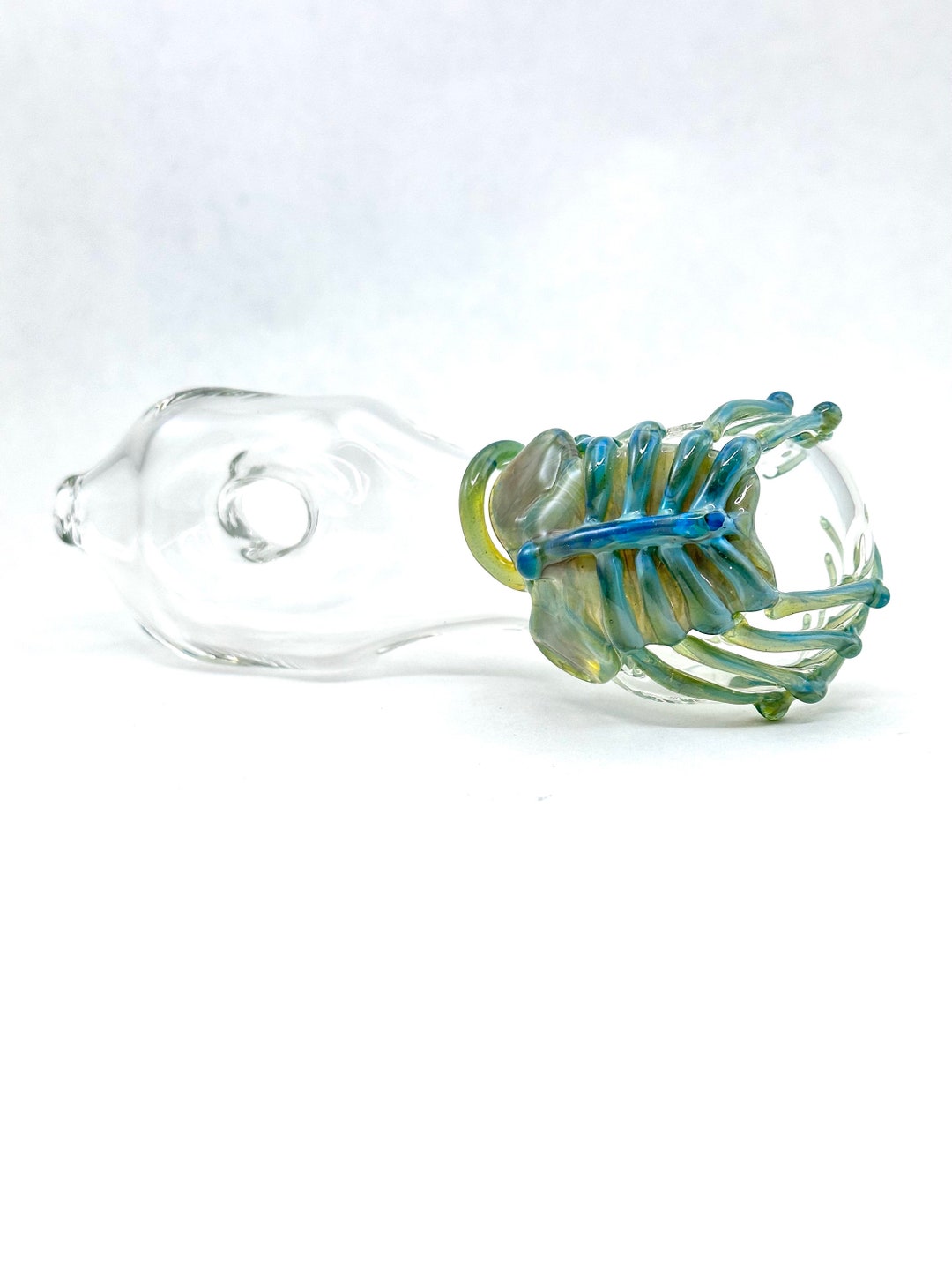 Facehugger Glass Pipe With Donut Hole Stem . Hand Blown Clear Pyrex ...