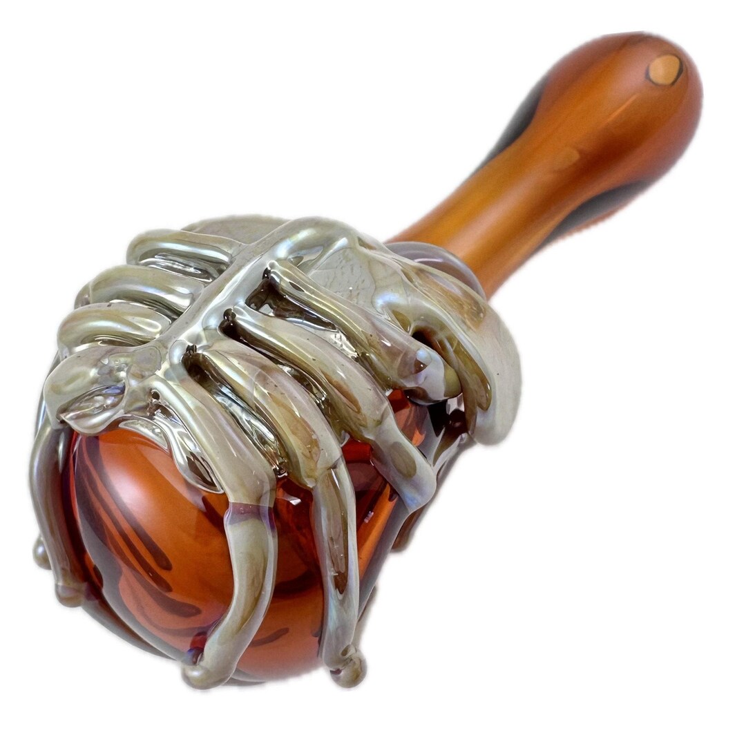 Facehugger Alien Glass Pipe. Thick Hand Blown Amber Spoon With Sci Fi ...
