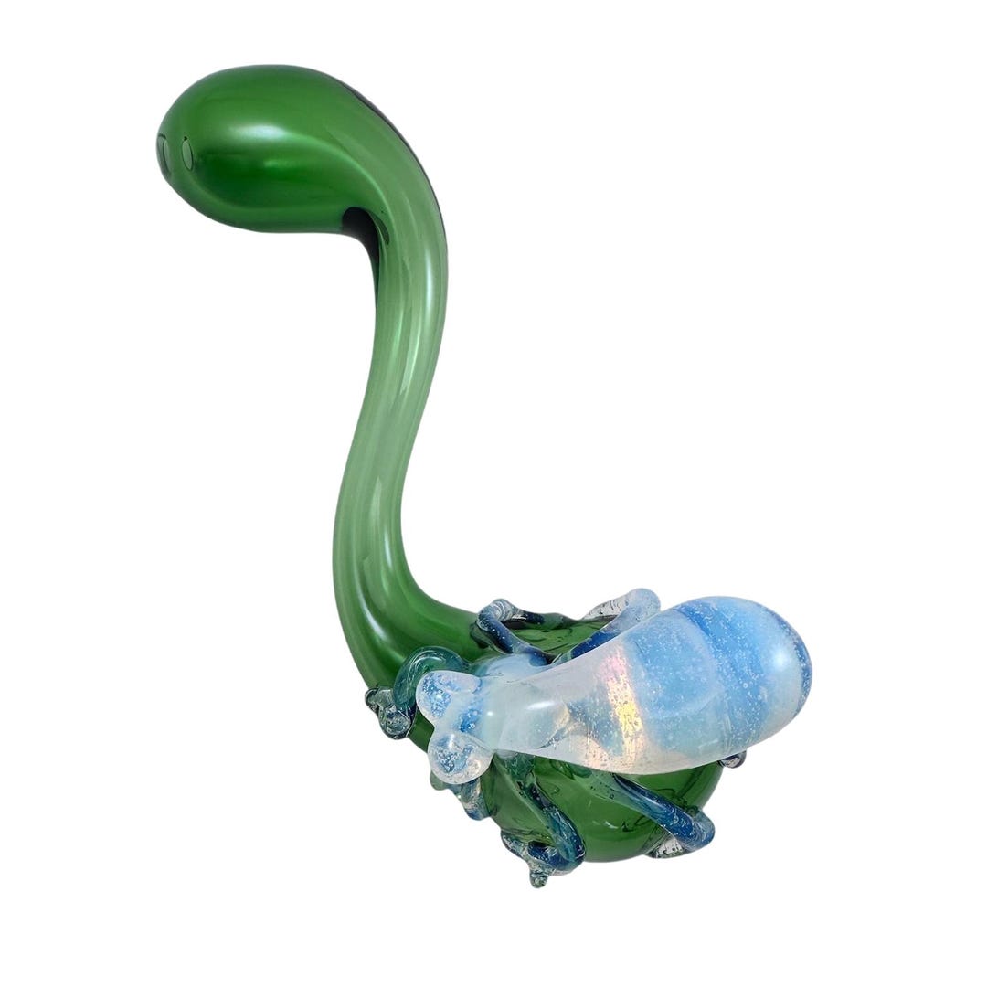 Octopus Glass Sherlock Pipe Thick Wall Hand-pulled Pyrex in Emerald ...