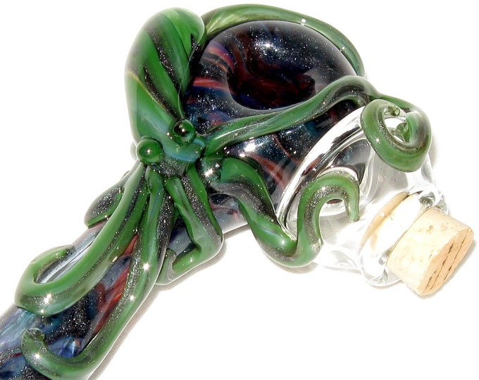Octopus and Hand Blown Glass Tobacco Pipe With Attached Jar and Cork - Etsy