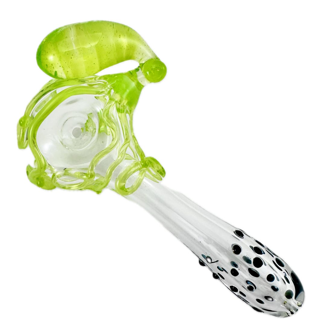 Octopus Glass Pipe. Hand Blown Boro Clear Pyrex Spoon With Flamework ...