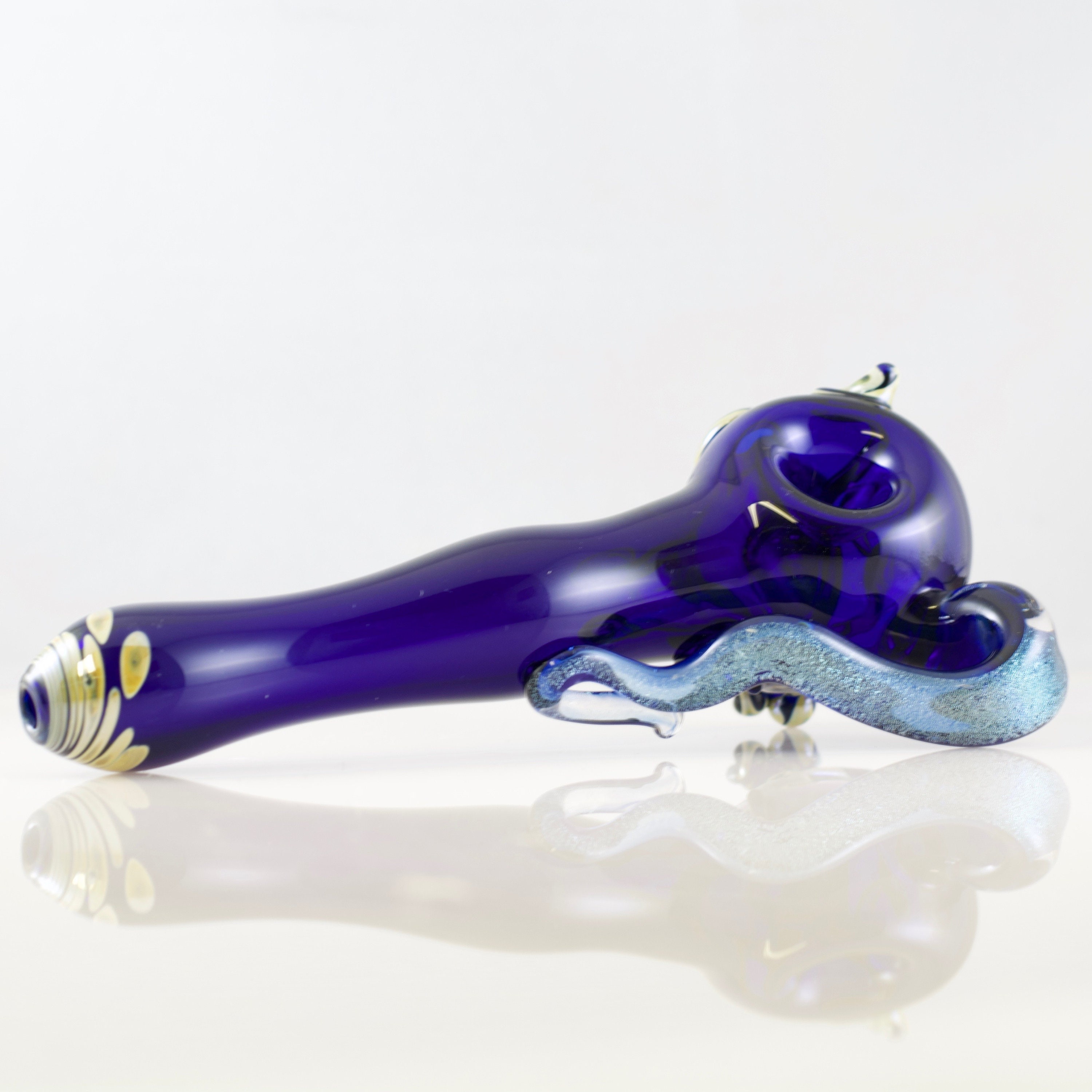 Octopus Large Spoon Pipe with Dichroic Finger Rest in Cobalt Blue ...