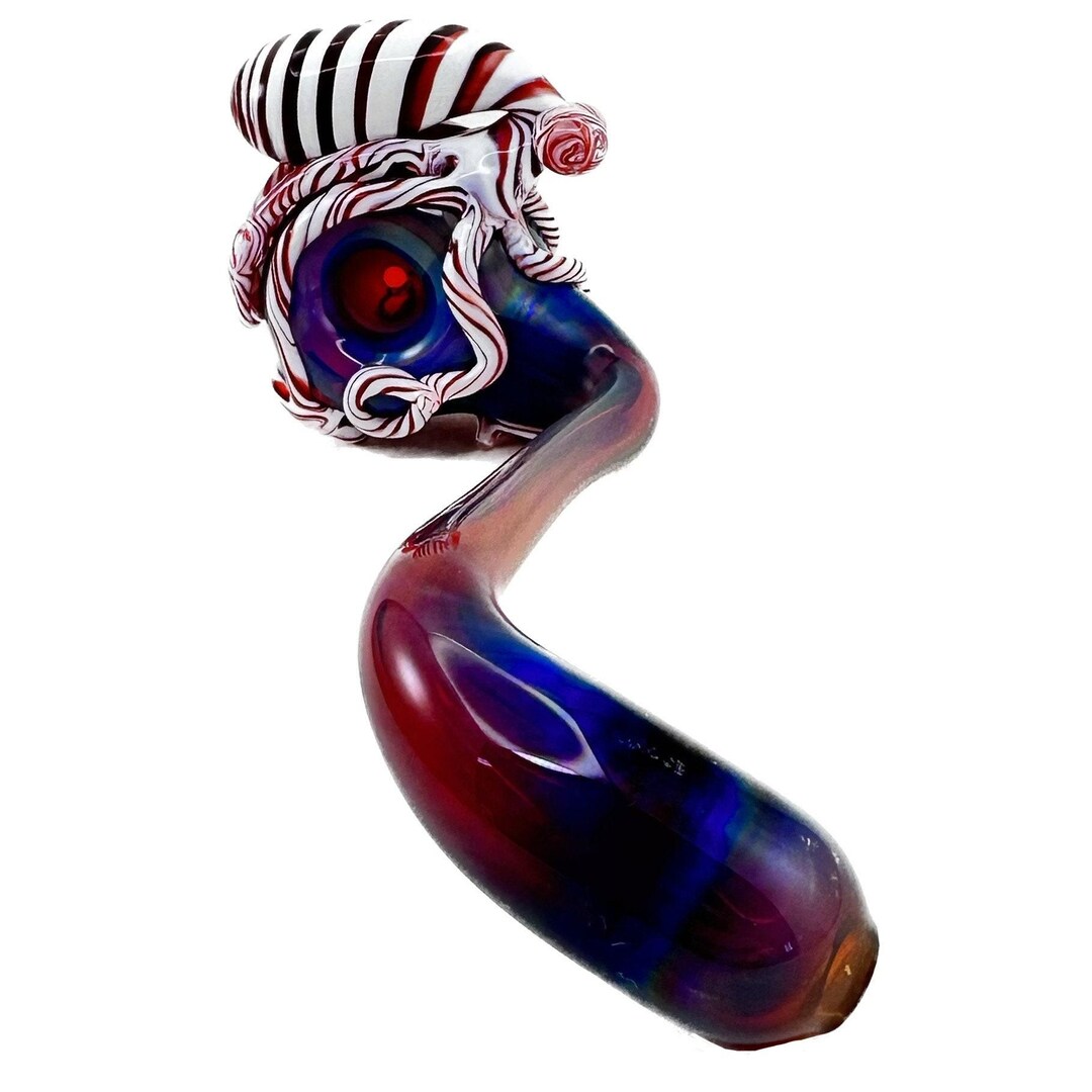 Octopus Sherlock Glass Pipe Custom Hand-blown Amber Purple Thick Wall ...