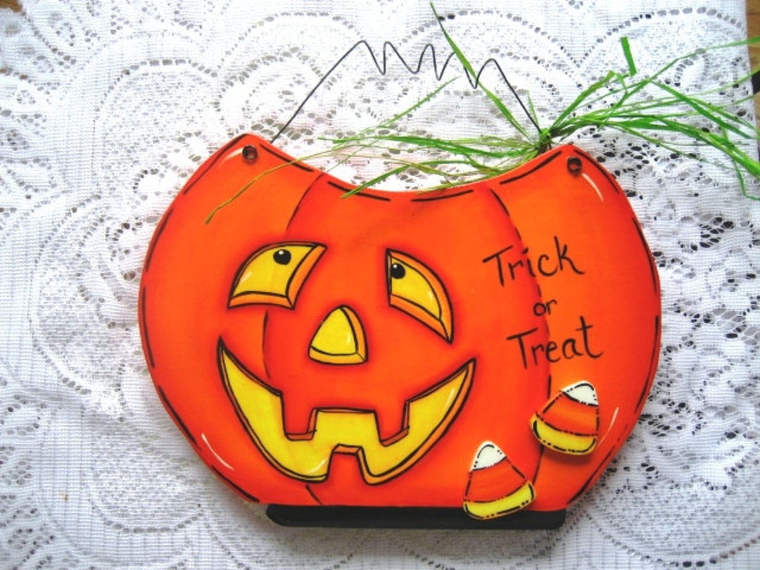 Trick or Treat Candy Corn Painted Jack O'lantern - Etsy