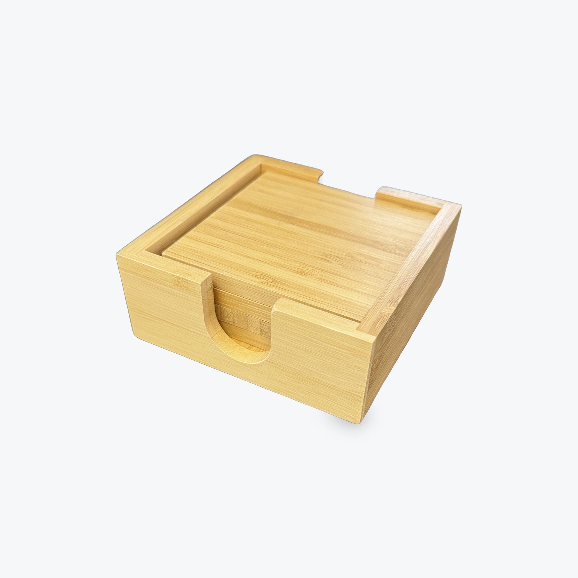 4" X 4" Bamboo Square 4-coaster Set With Holder Personalized - Etsy