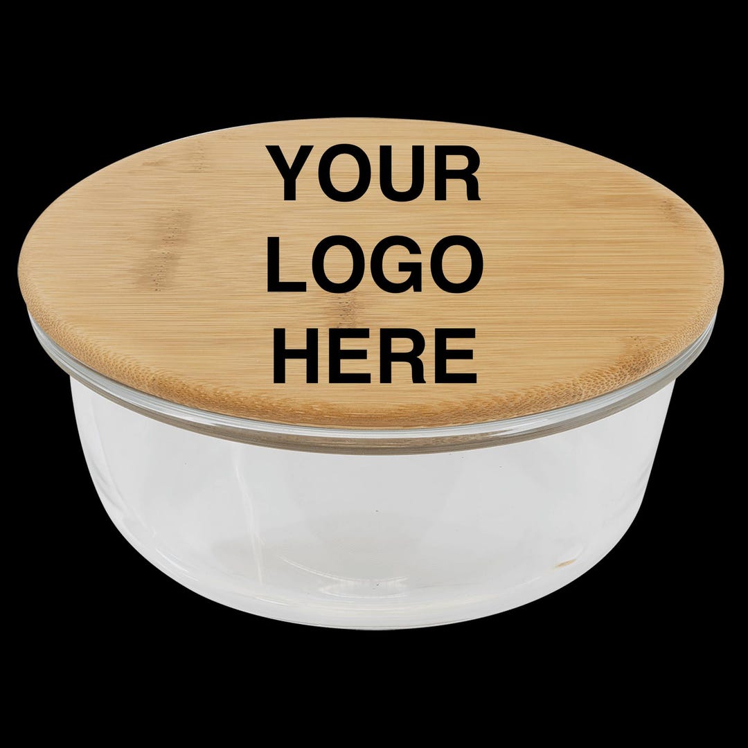 21 Oz. Round Glass Container With Bamboo Lid Personalized Engravable - Etsy