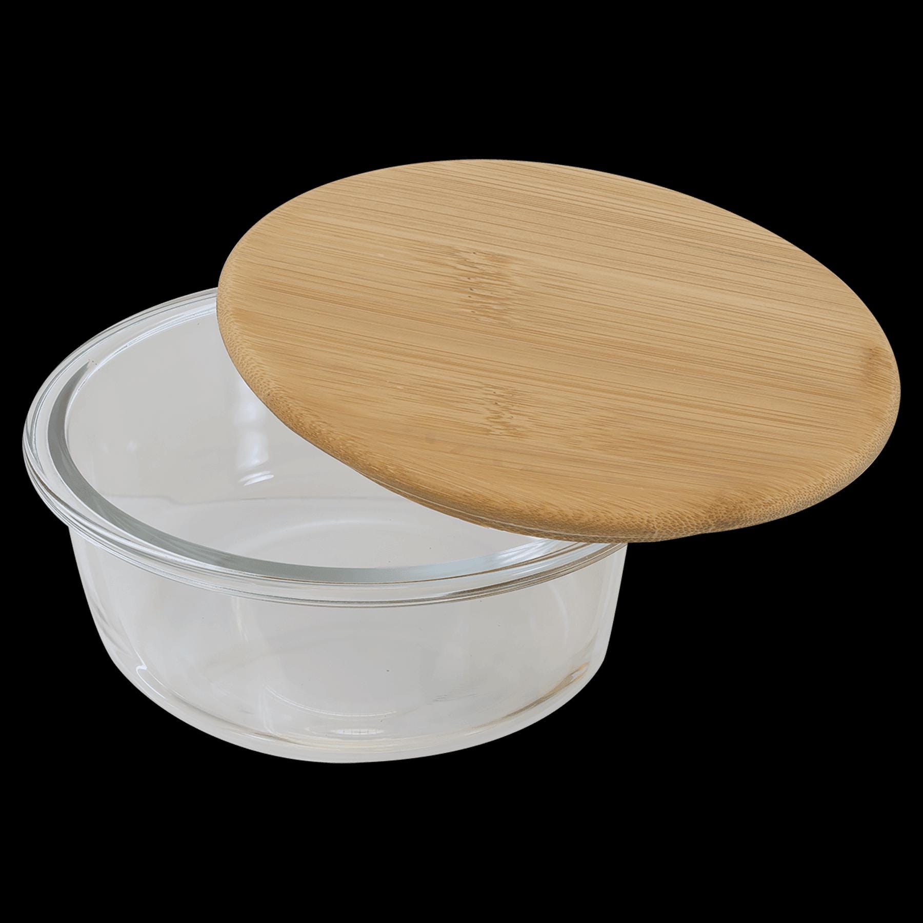 21 Oz. Round Glass Container With Bamboo Lid Personalized Engravable - Etsy