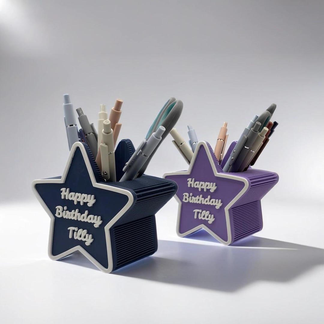 Custom Star Text Pen Holder Star With Custom Text Desk Organiser Star ...