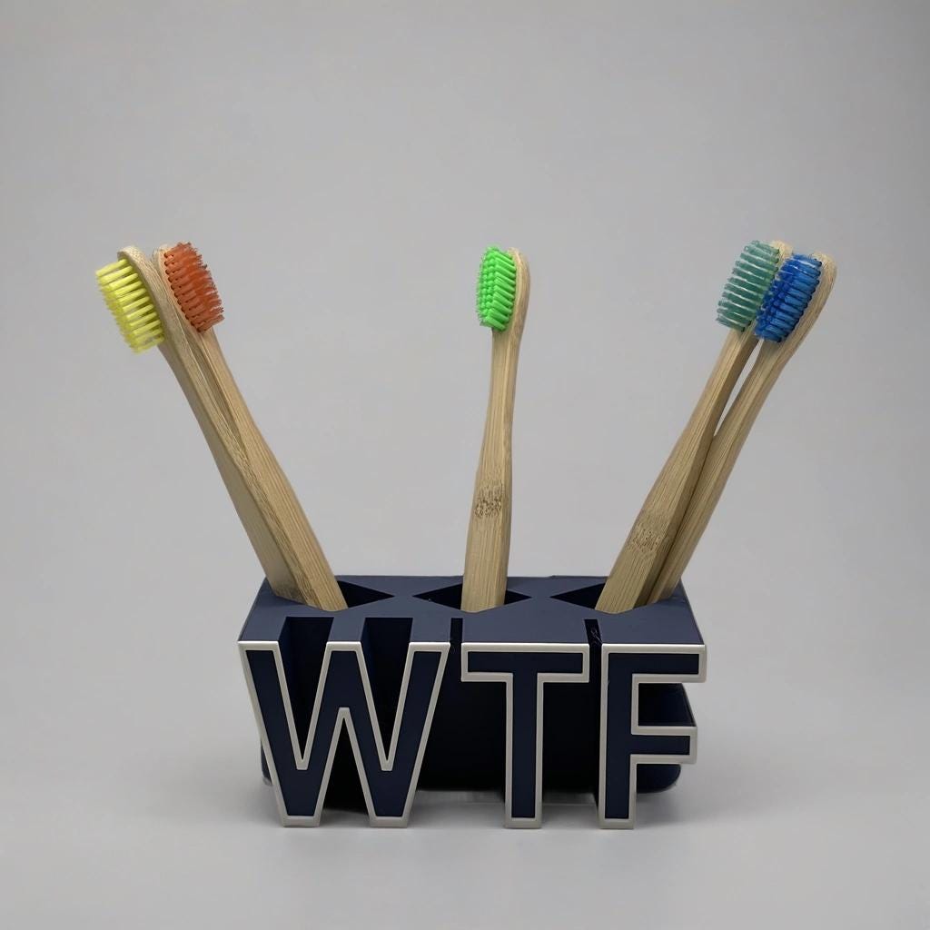 Custom WTF Text Toothbrush Holder | Custom WTF Toothbrush Organizer ...
