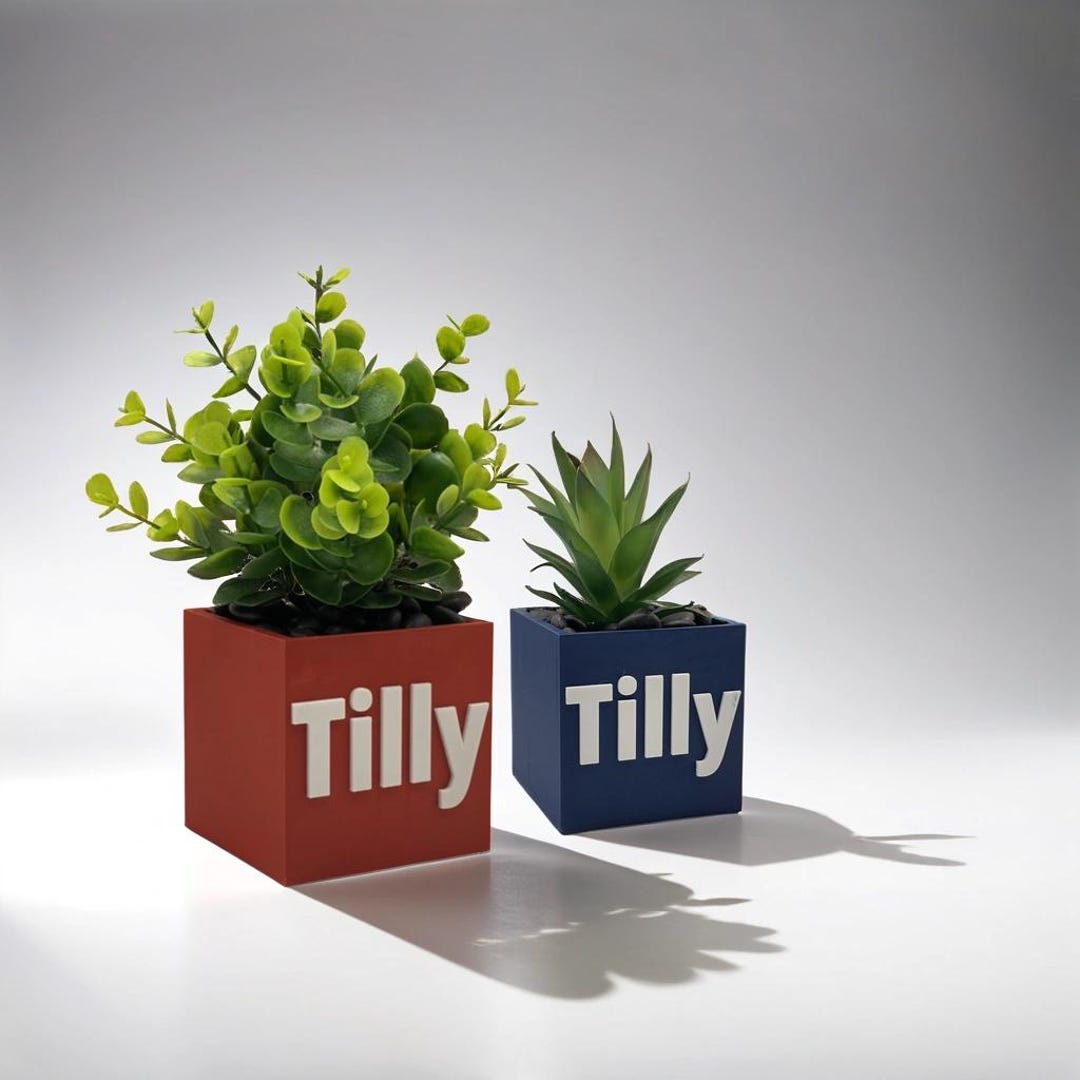 Custom Box Text Planter | Box With Text Pot | Modern Box Pot ...