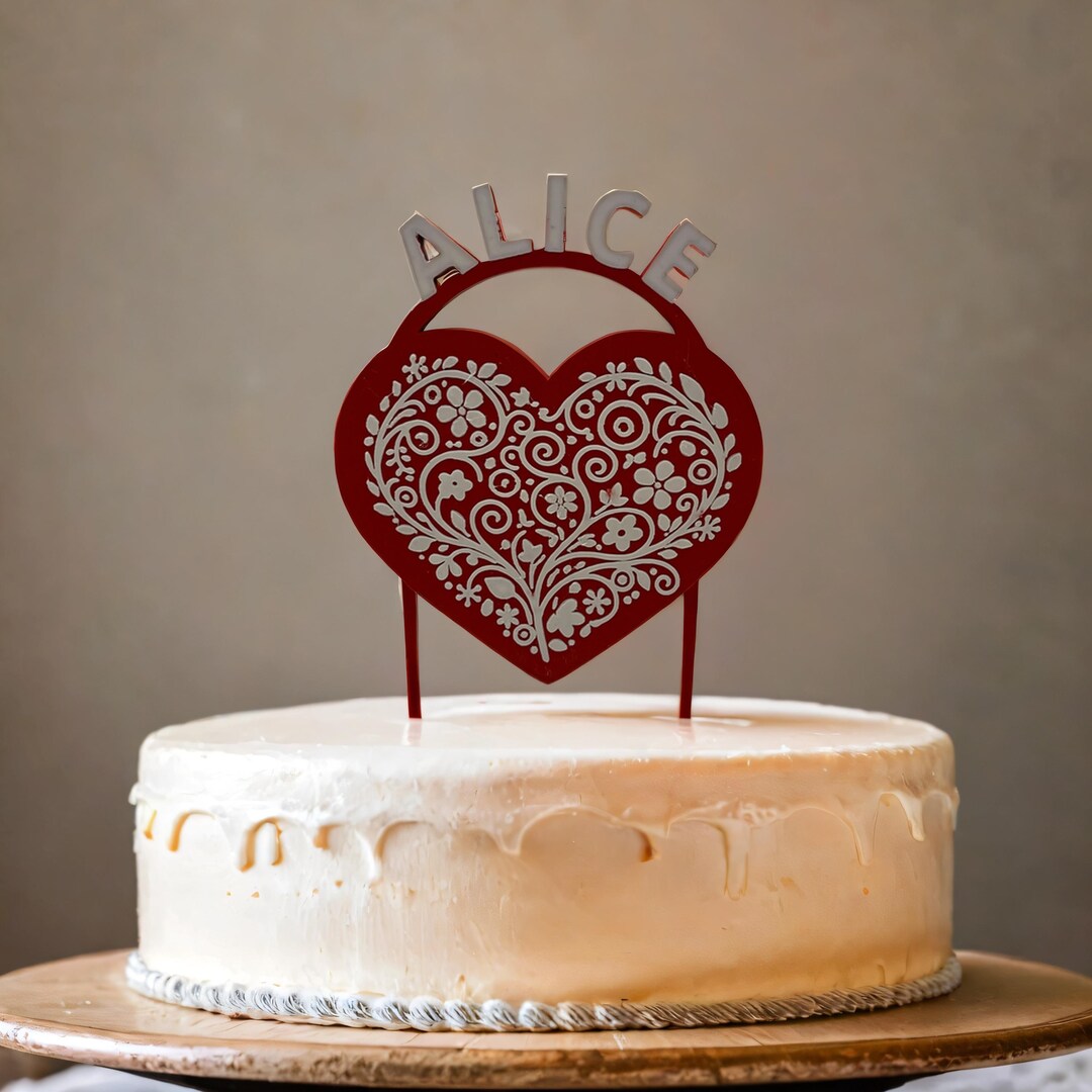 Custom Cake Topper - Love Heart | Custom Party Cake Sign | Custom Cake ...