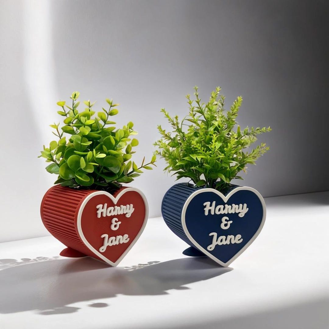 Custom Text Love Heart Planter | Custom Love Heart Pot | Modern Heart ...
