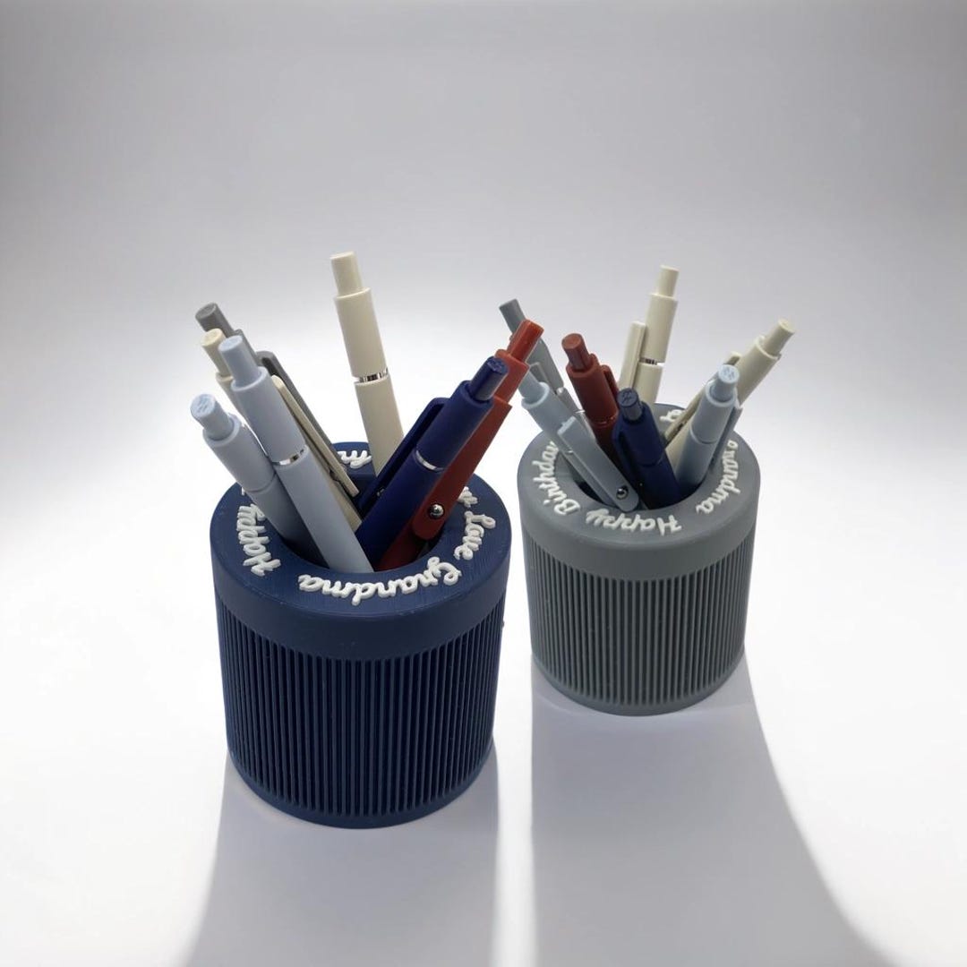 Custom Cylinder Text Pen Holder | Cylinder With Custom Lip Text Desk ...