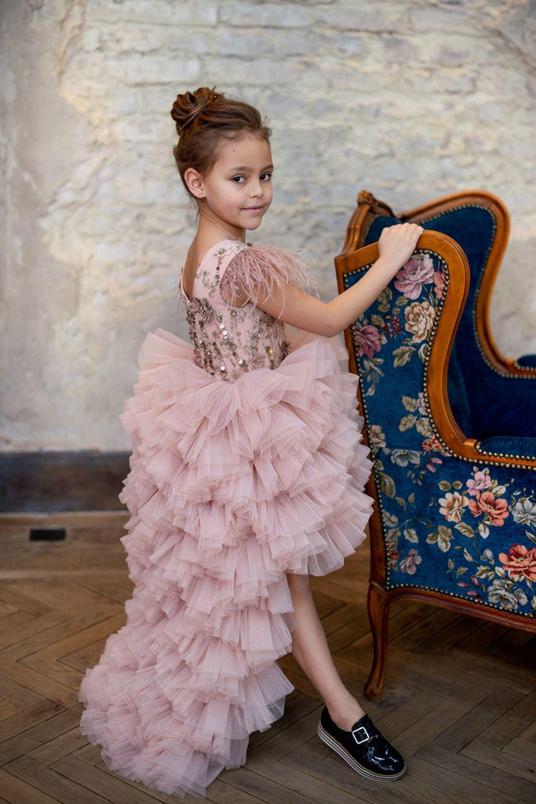 Dusty Rose Baby Girl Flower Dress, Fancy Baby Dress, Birthday Dress ...