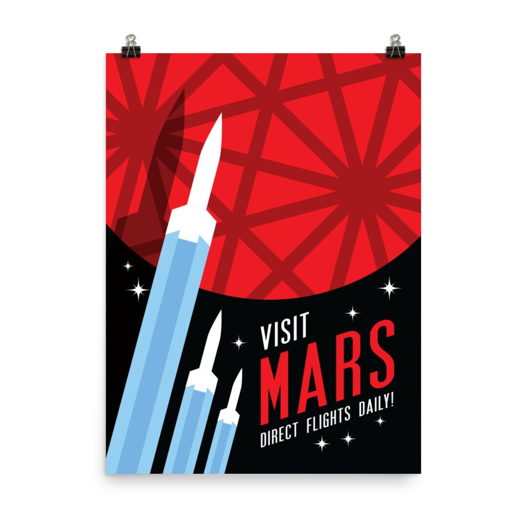 Visit Mars Poster - Etsy