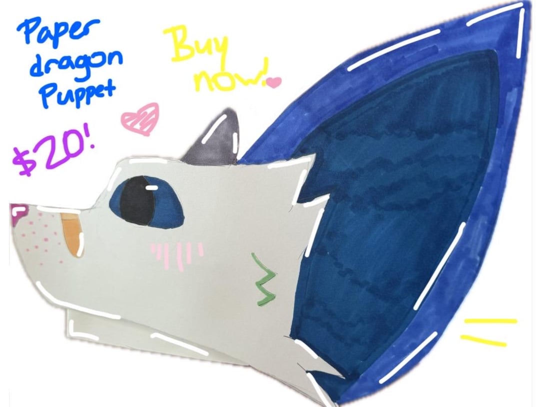 Blue Paper Dragon Puppet - Etsy