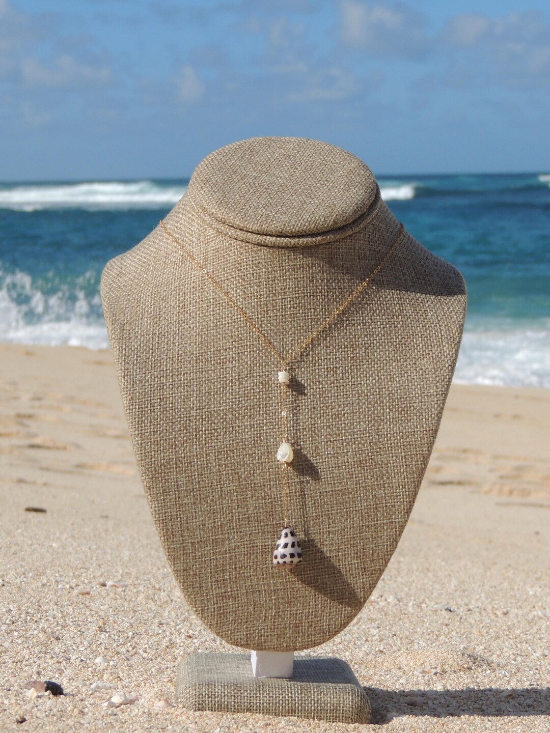 Hawaiian Hebrew Cone Shell Y Necklace, 14kt Gold Filled, Puka Shells ...