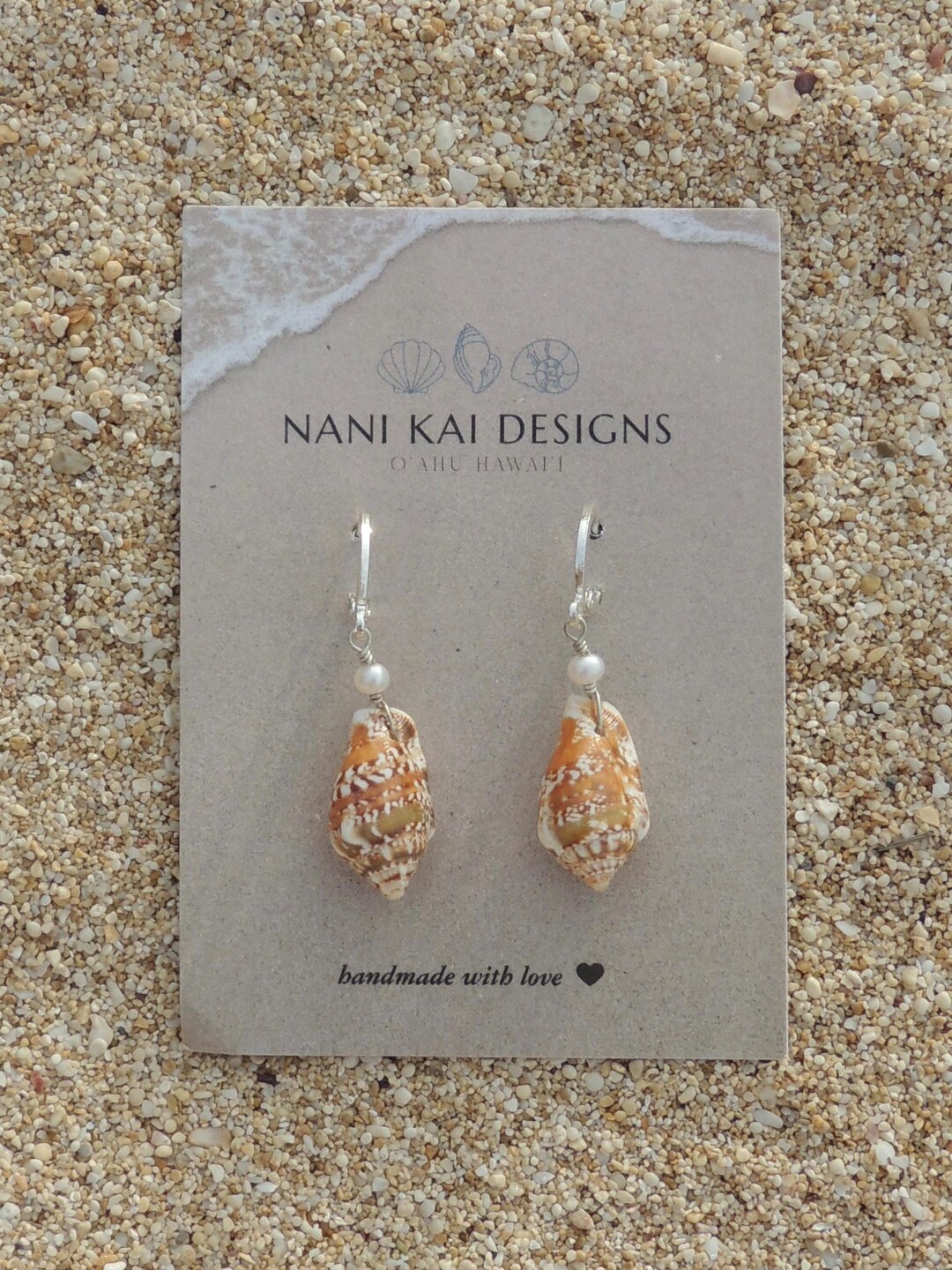 Hawaiian Stromb Shell Huggies, Sterling Silver Earrings, Small ...