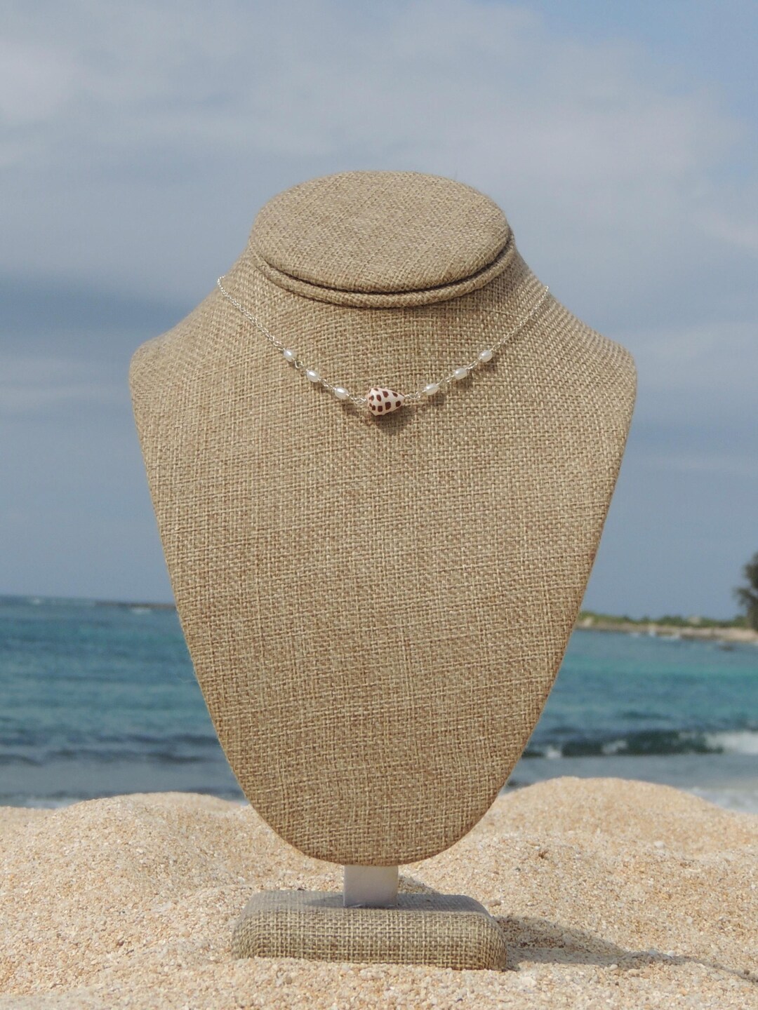 Hawaiian Hebrew Cone Shell Necklace, White Pearls, B&W Seashell, Gifts ...