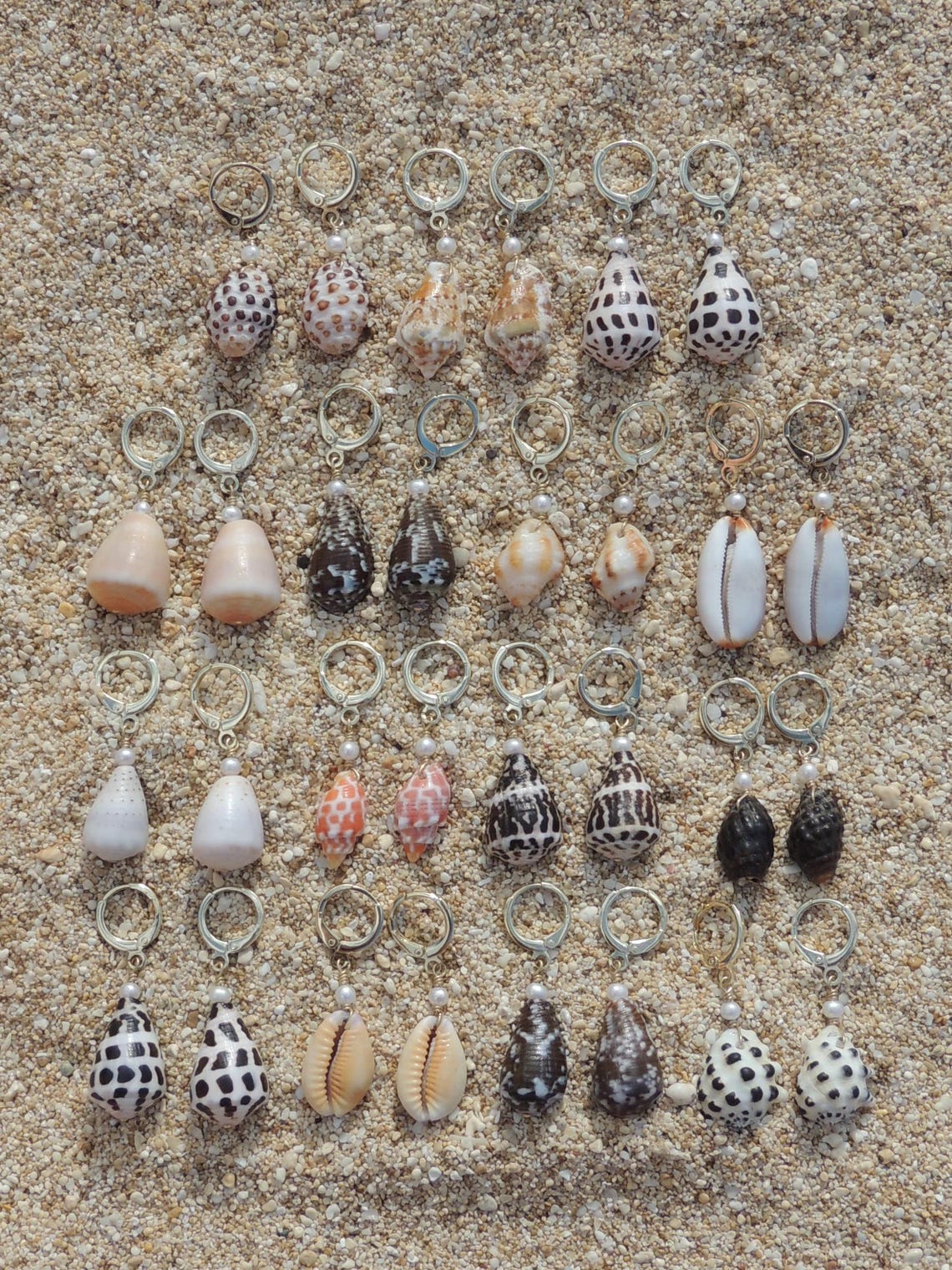 Hawaiian Cone Shell Huggies, 14kt Gold Filled Earrings, Small Brown ...