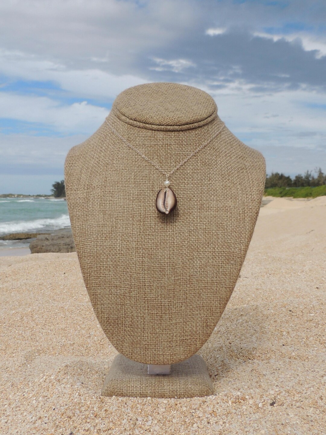 Hawaiian Cowrie Shell Necklace, White Pearl, Brown Seashell, Gifts for ...