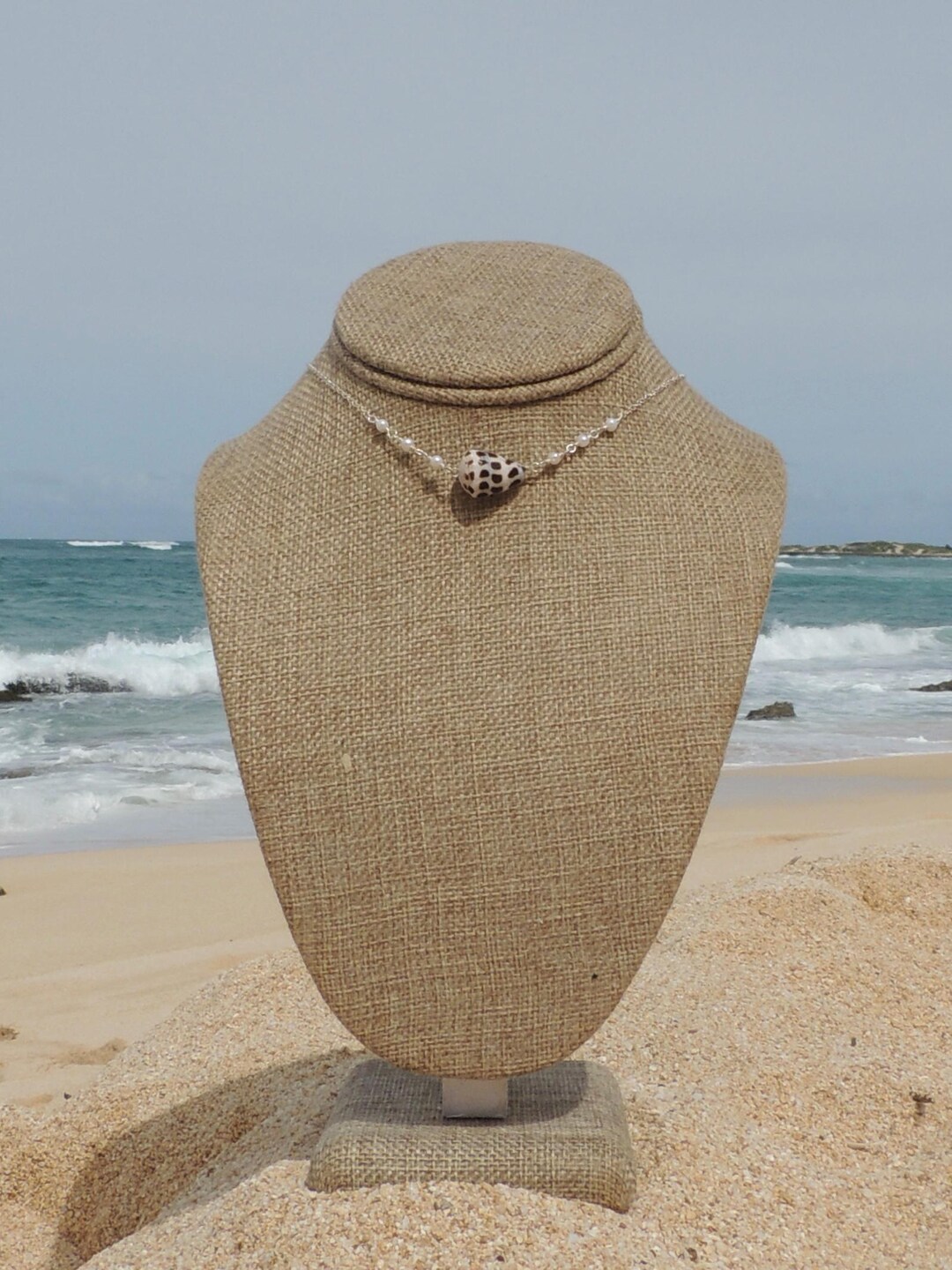 Hawaiian Hebrew Cone Shell Choker Necklace, Sterling Silver, White ...