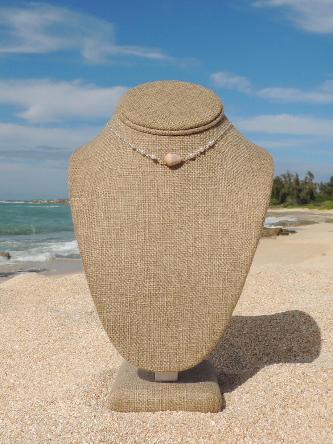 Hawaiian Cone Shell Choker Necklace, Sterling Silver, White Pearls ...
