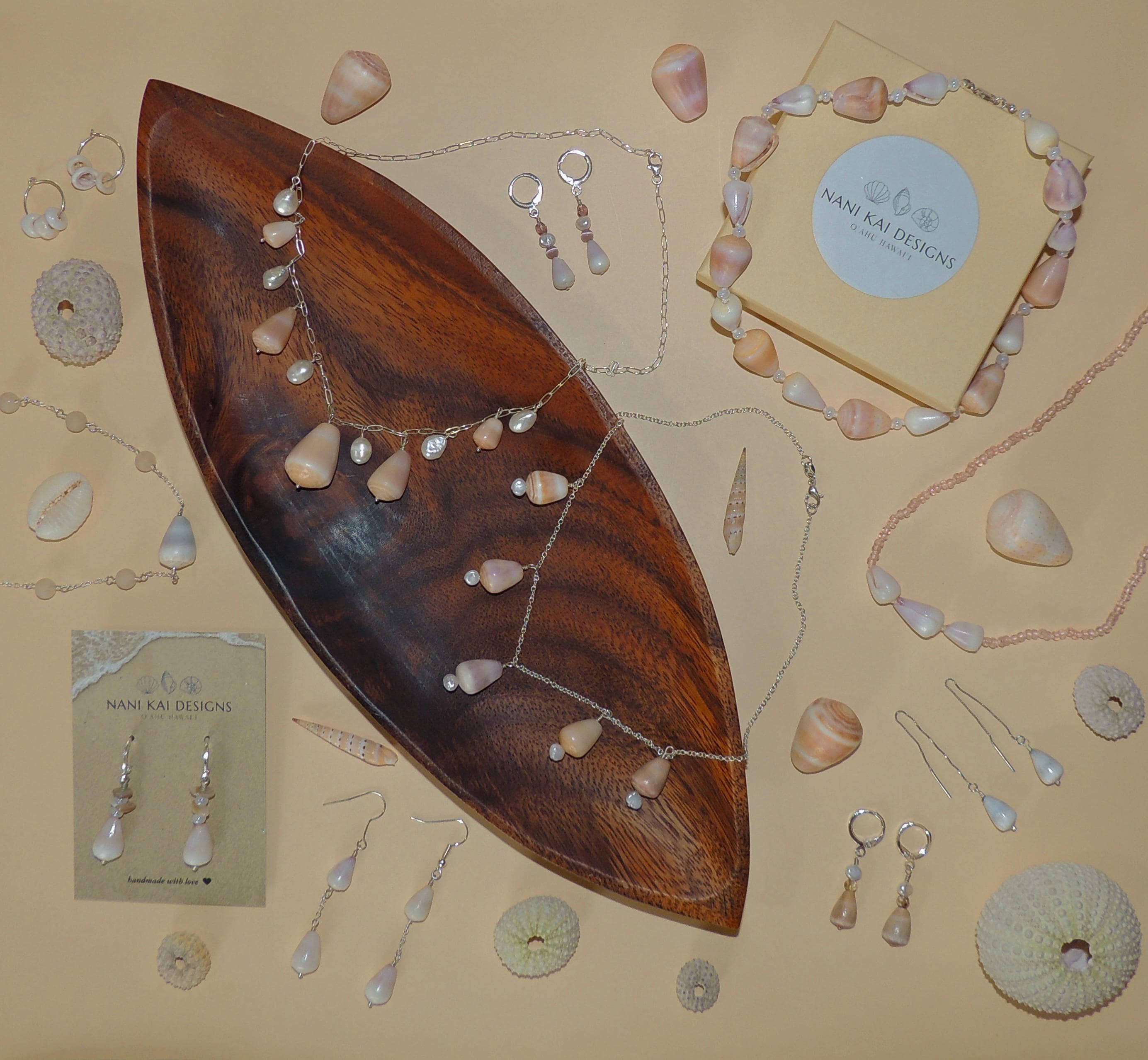Hawaiian Cone Shell Necklace, White Pearls, Pastel Seashell, Gifts for ...