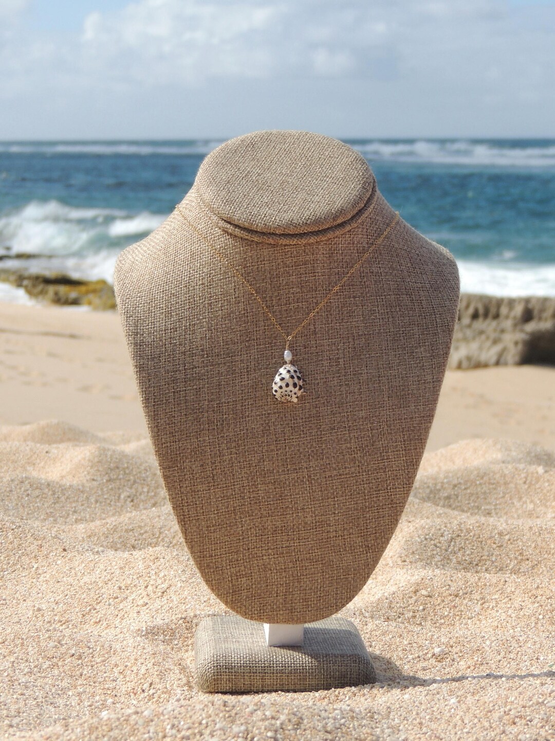 Hawaiian Drupe Shell Necklace, 14kt Gold Filled, White Pearl, Beautiful ...