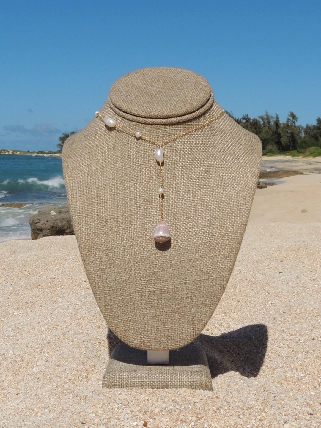 Hawaiian Cone Shell Necklace, White Pearls, Spotted Seashell, Gift for ...