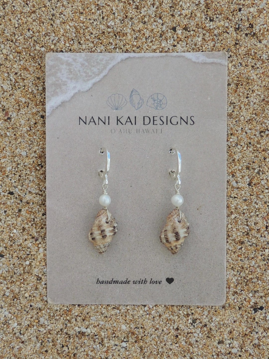 Hawaiian Triton Shell Huggies, Sterling Silver Earrings, Small ...