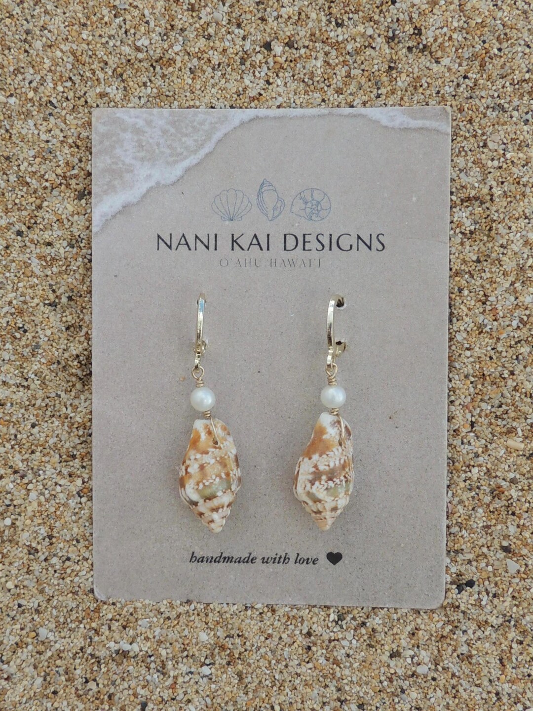 Hawaiian Stromb Shell Huggies, 14kt Gold Filled Earrings, Small ...