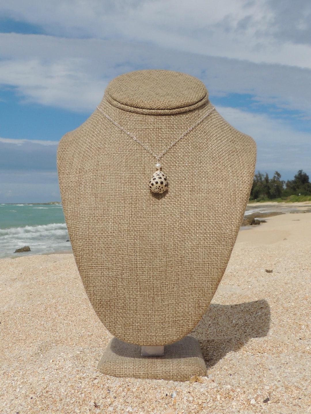 Hawaiian Drupe Shell Necklace, White Pearl, B&W Seashell, Gifts for Her ...