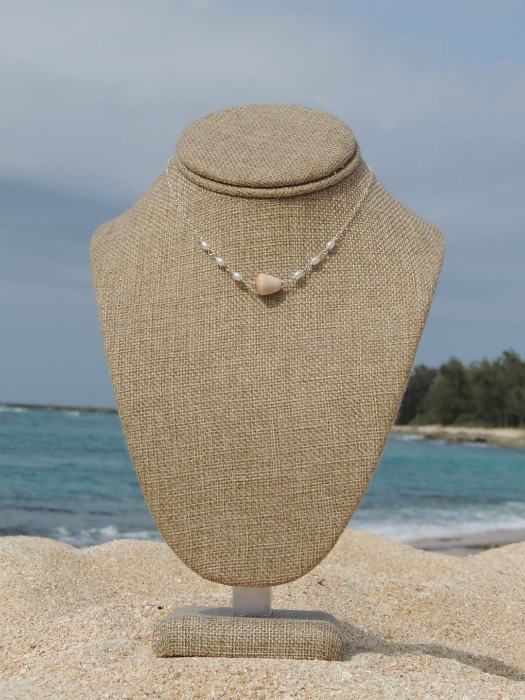 Hawaiian Cone Shell Necklace, White Pearls, Pastel Seashell, Gifts for ...