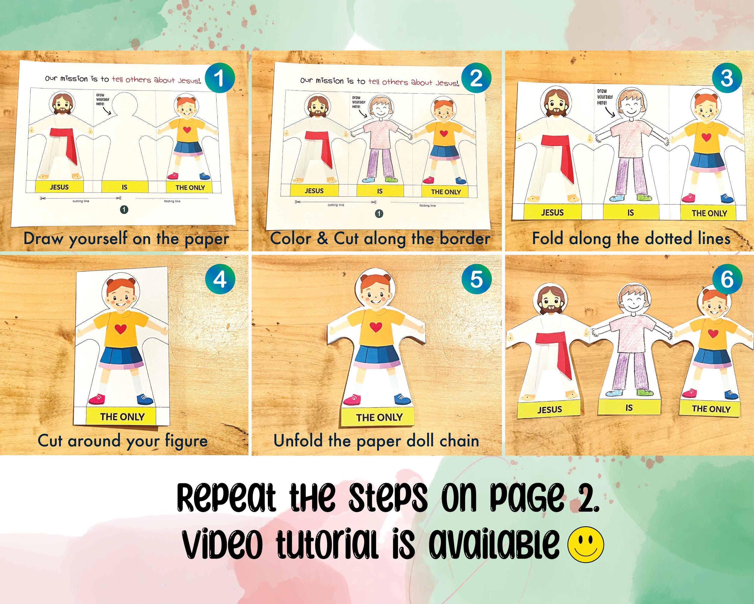 Printable John 14:6 Paper Chain Doll Jesus is the Way Christian Mission ...