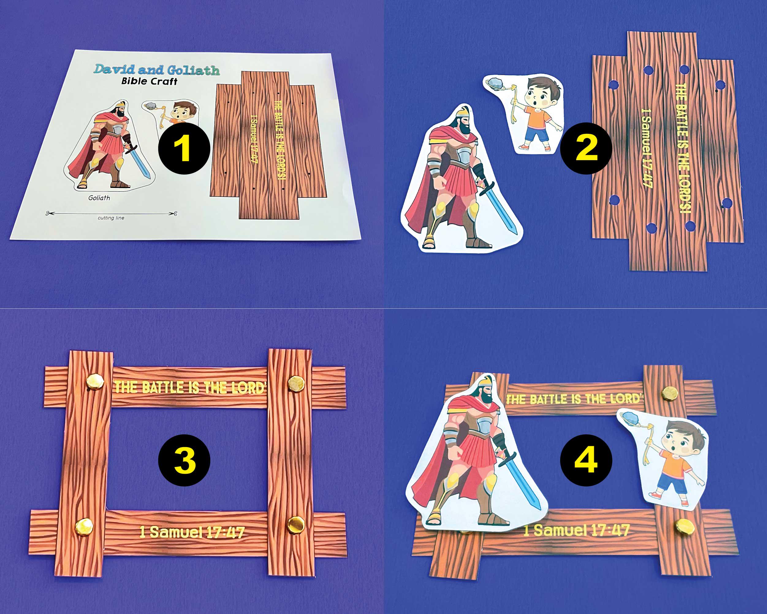 David & Goliath Craft Interactive Bible Activity for Kids Simple Step ...
