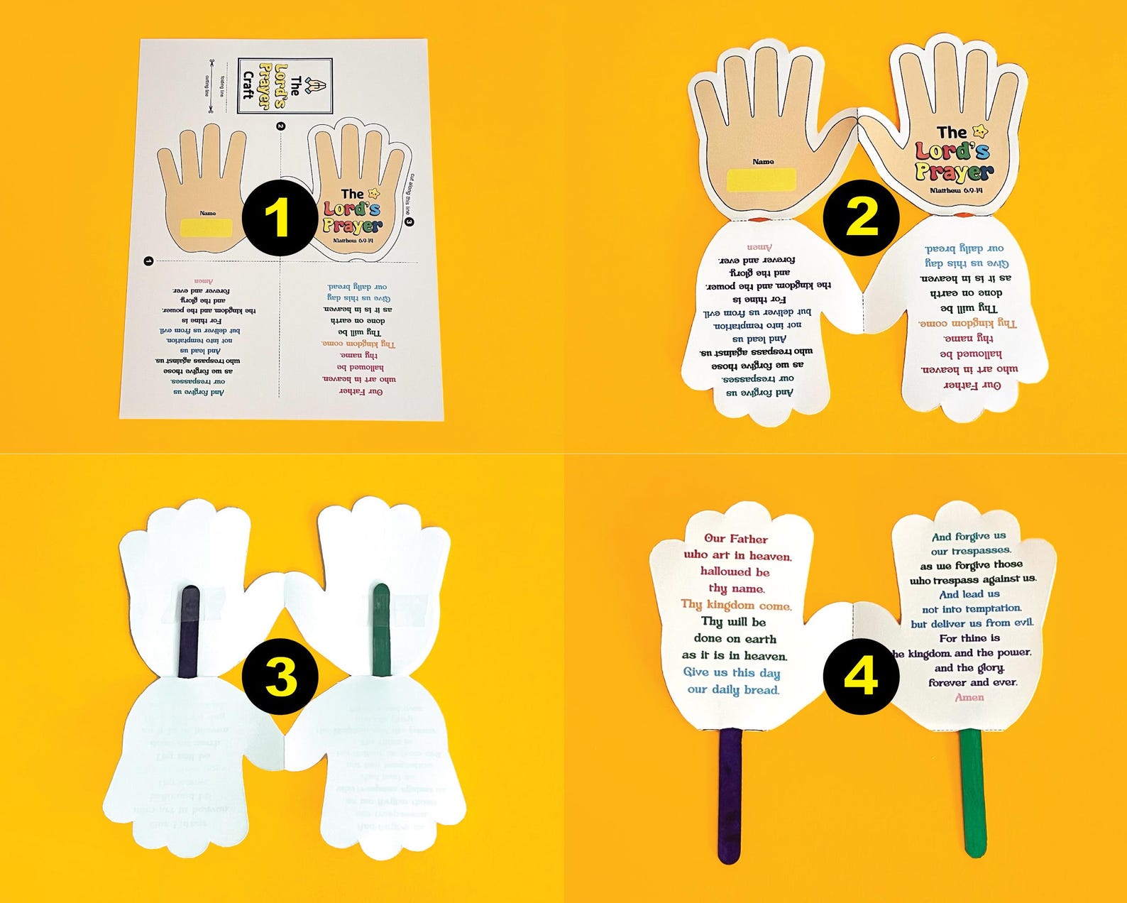 The Lord's Prayer Hands Craft for Kids Printable Bible Activity With ...