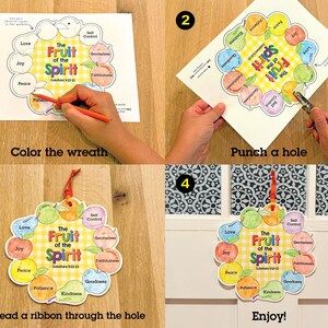 Fruit of the Spirit Wreath Craft Kids Printable Sunday School Bible ...