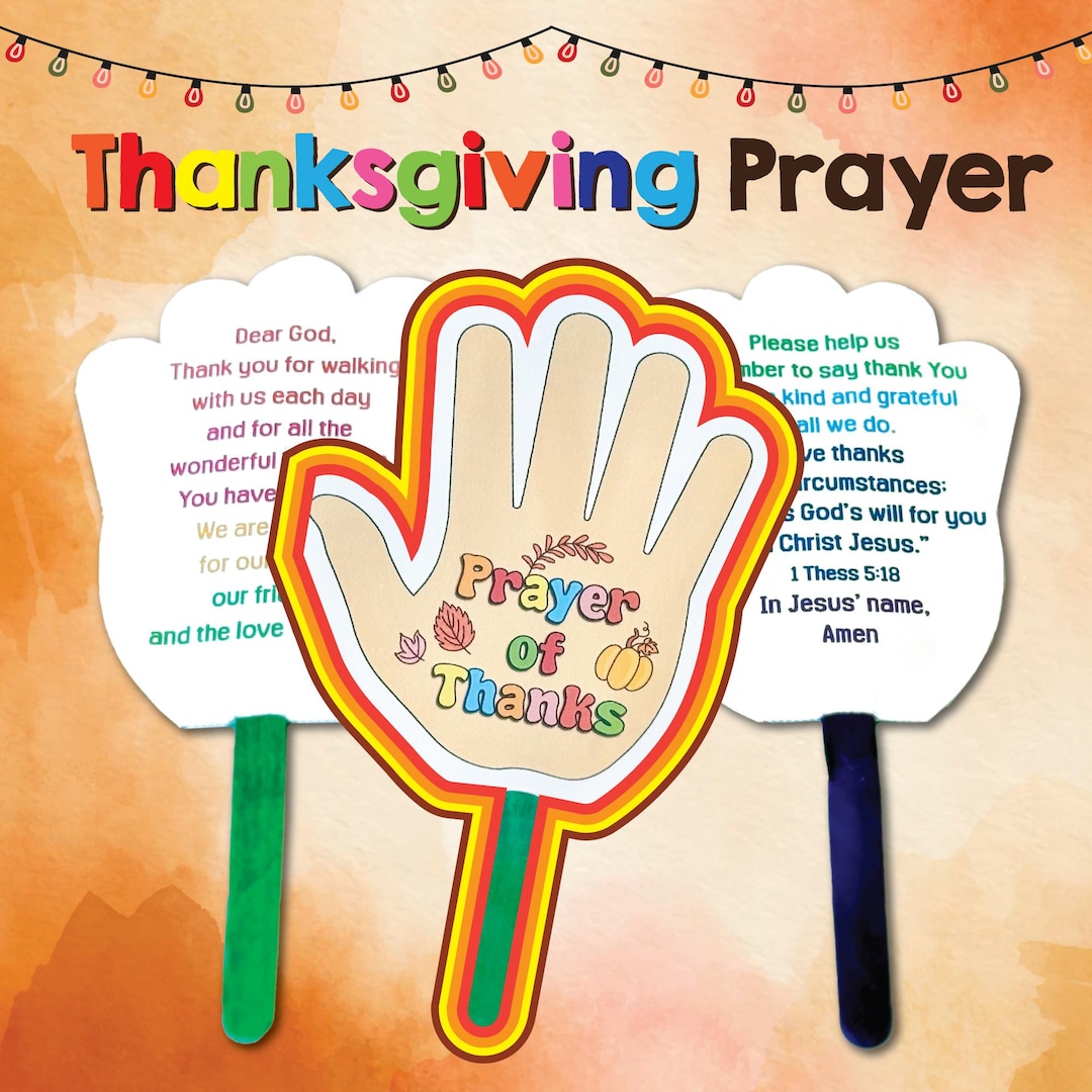 Prayer of Thanks Craft for Kids Christian Printable Gratitude Activity ...