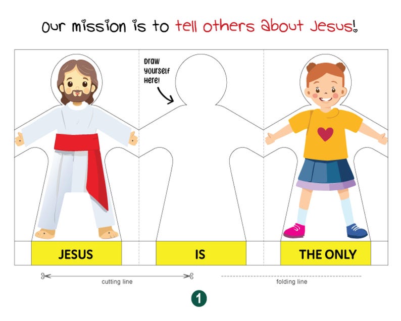 Printable John 14:6 Paper Chain Doll Jesus is the Way Christian Mission ...