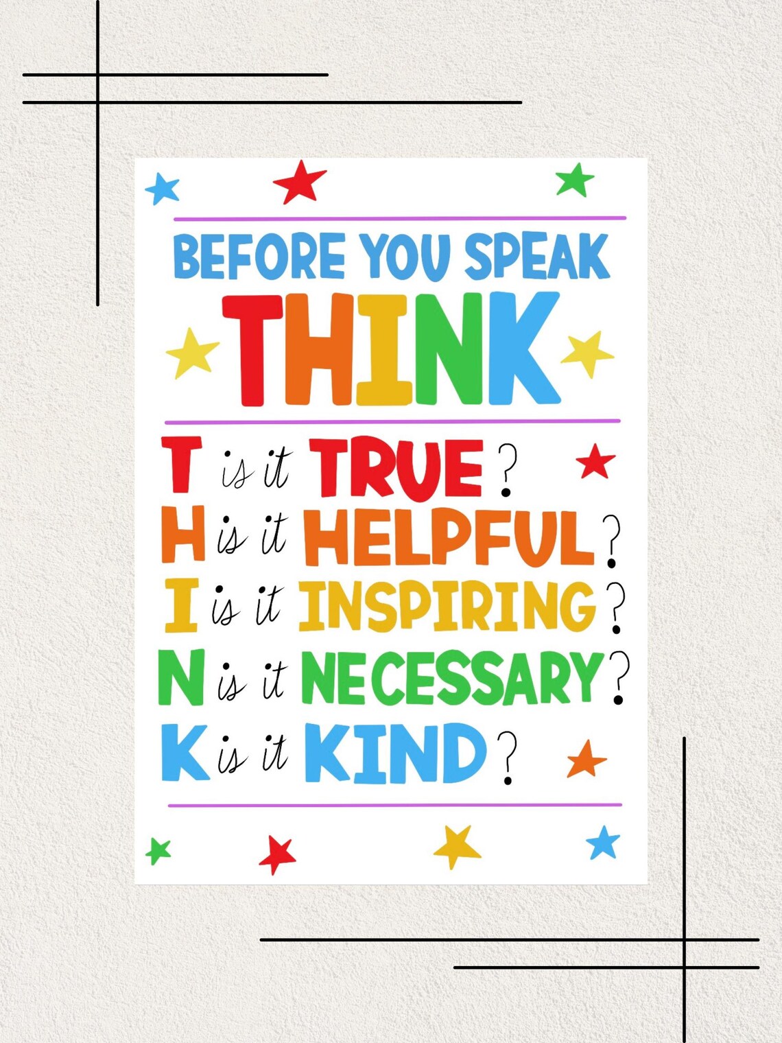 THINK Before You Speak Print - INSTANT DOWNLOAD / Teacher Poster ...